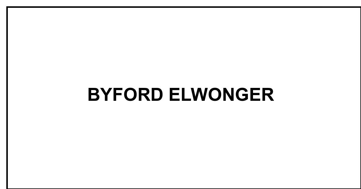 Obituary: BYFORD ELWONGER