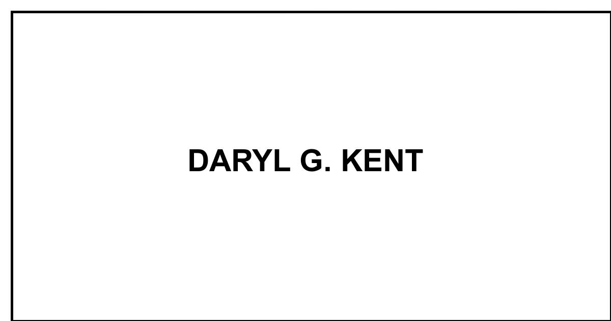 Obituary: DARYL G. KENT