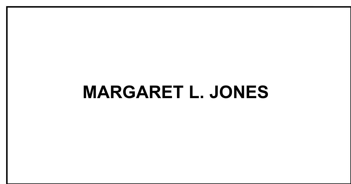 Obituary: MARGARET L. JONES